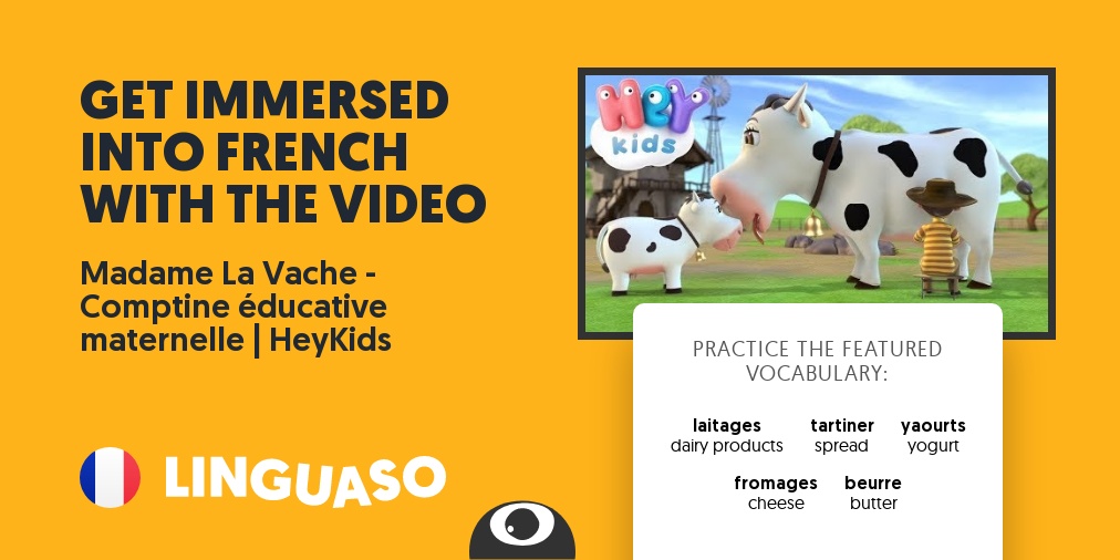 French Video: Madame La Vache - Comptine éducative… | Linguaso
